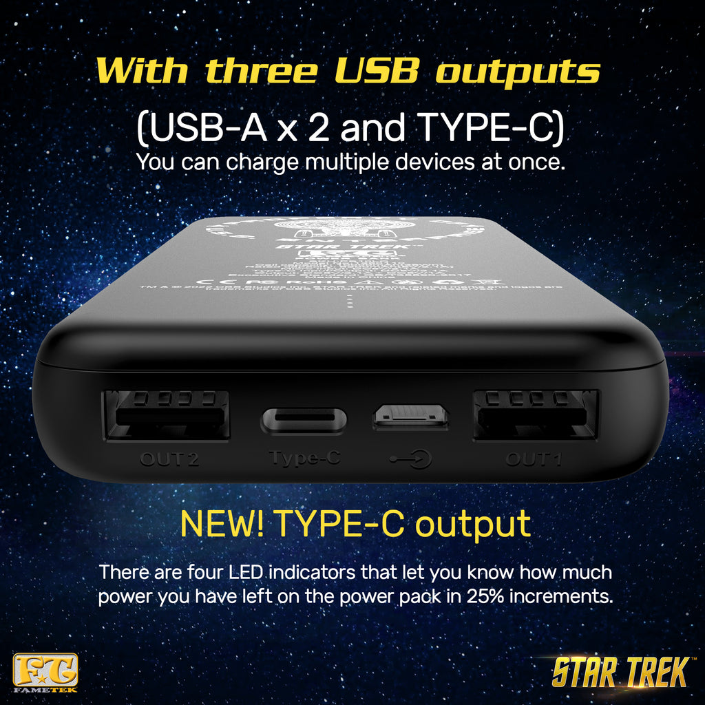 Star Trek TNG Slim 10,000mAh Triple Charging Power Bank With LCARS Des ...